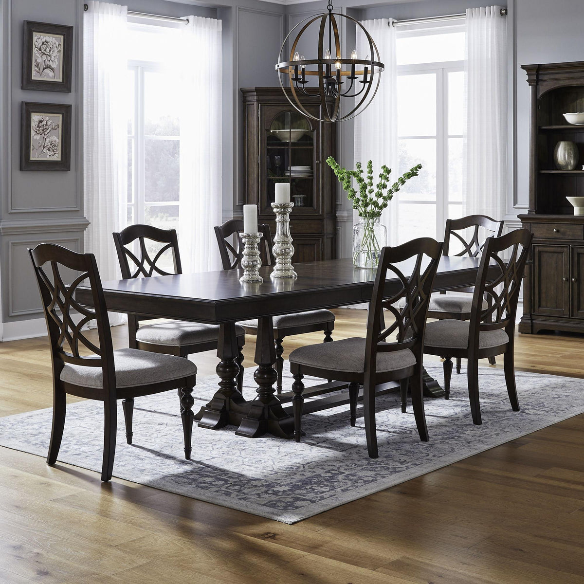 Liberty Furniture Arden Road - 7 Piece Trestle Table Set - Satin Cherr ...