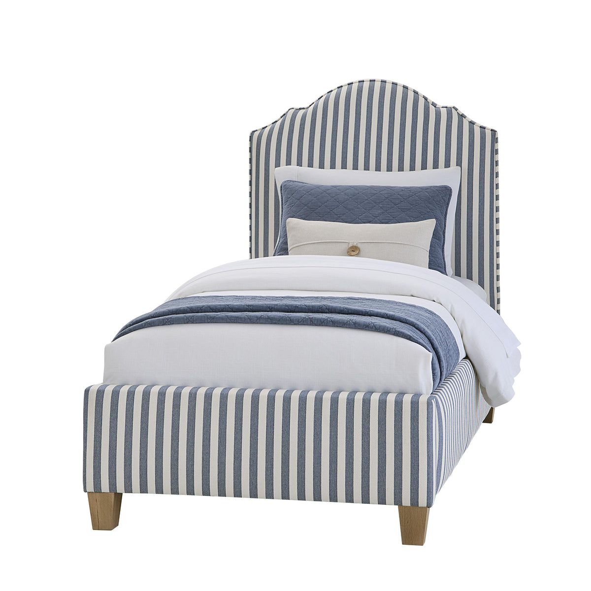 Vaughan-Bassett Tide & Timber - Twin - Upholstery Bed In Blue Stripe F ...