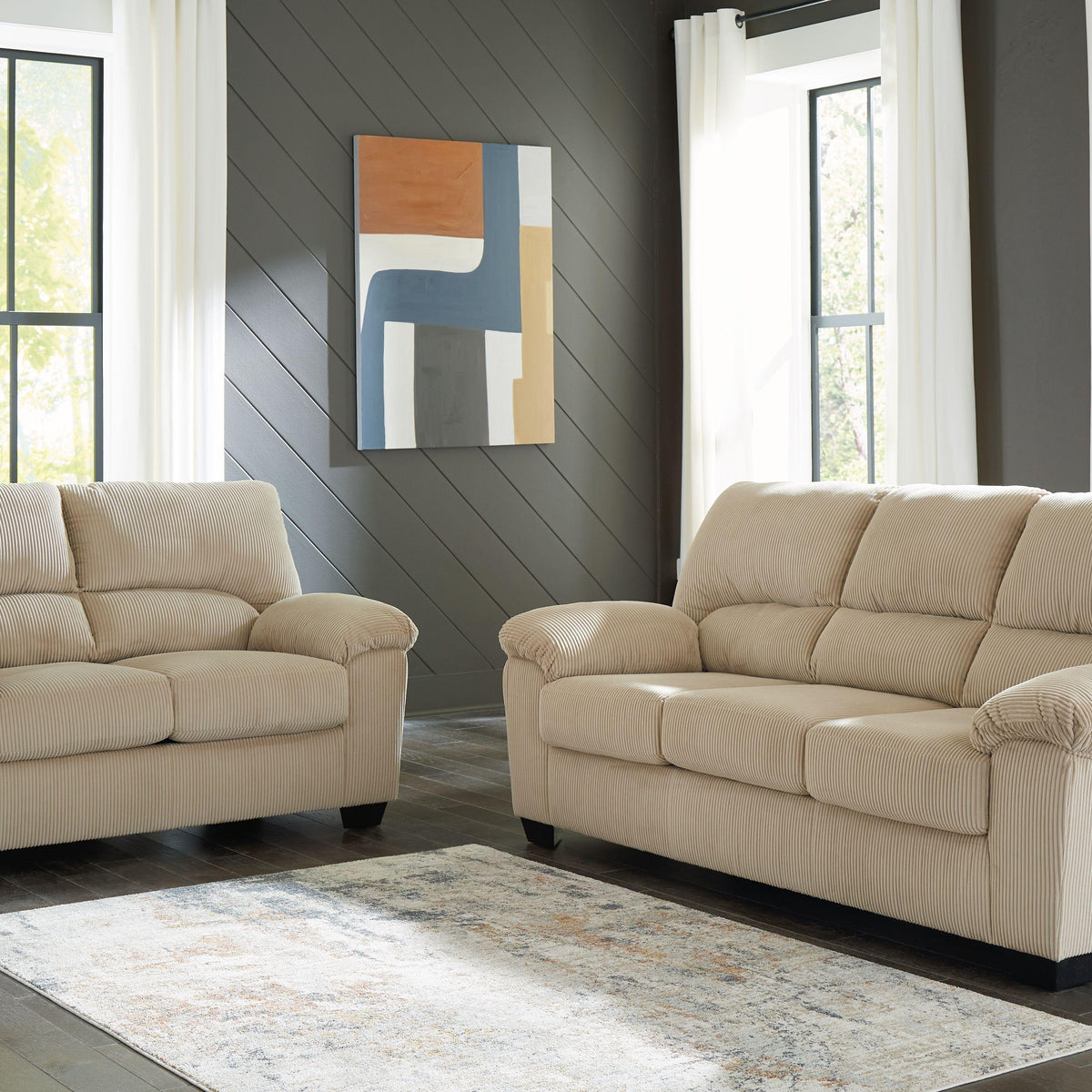 Ashley Simplejoy - Sand - 2 Pc. - Sofa, Loveseat – Big Barn Home Center