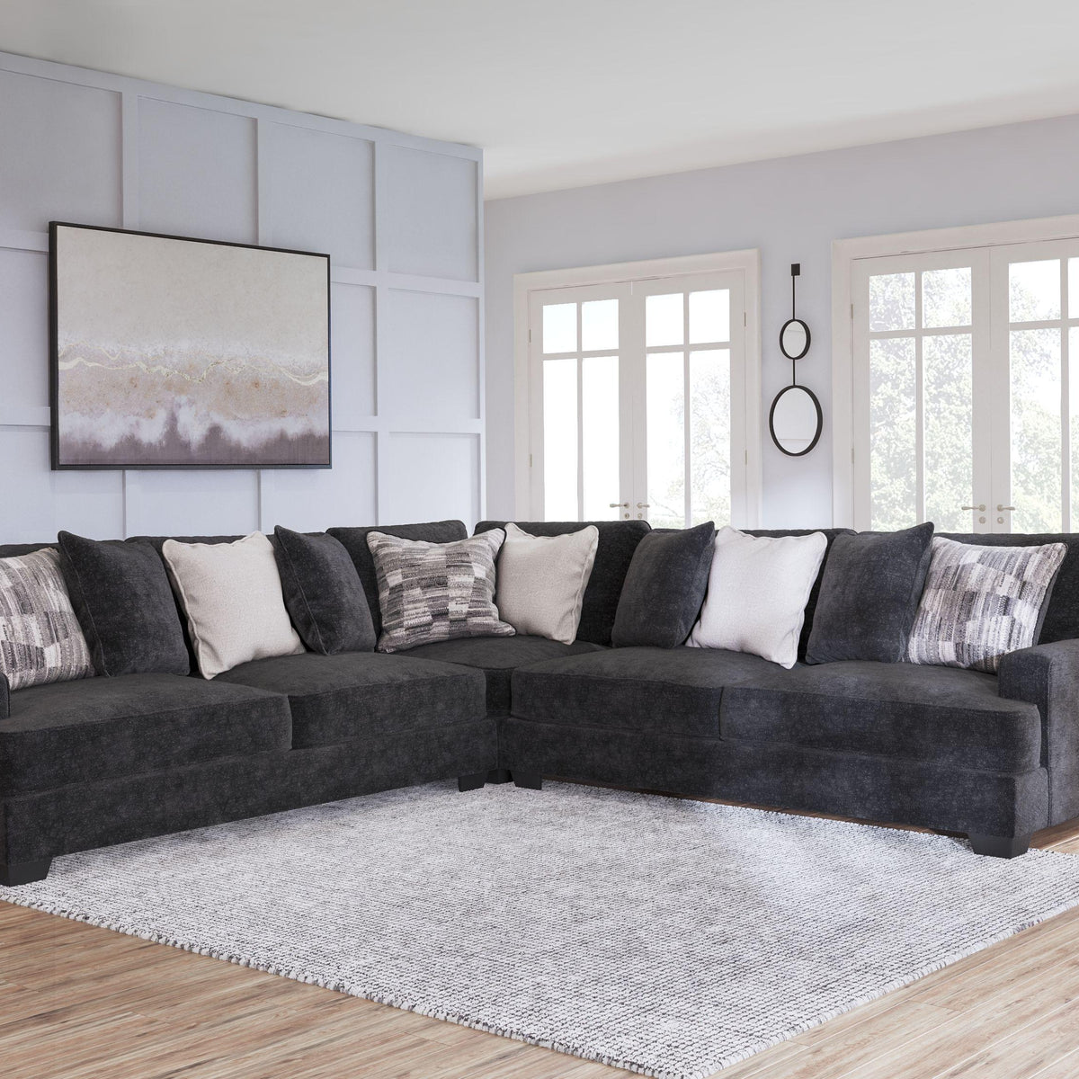 Ashley Lavernett - Charcoal - Corner Sofa 3 Pc Sectional – Big Barn ...