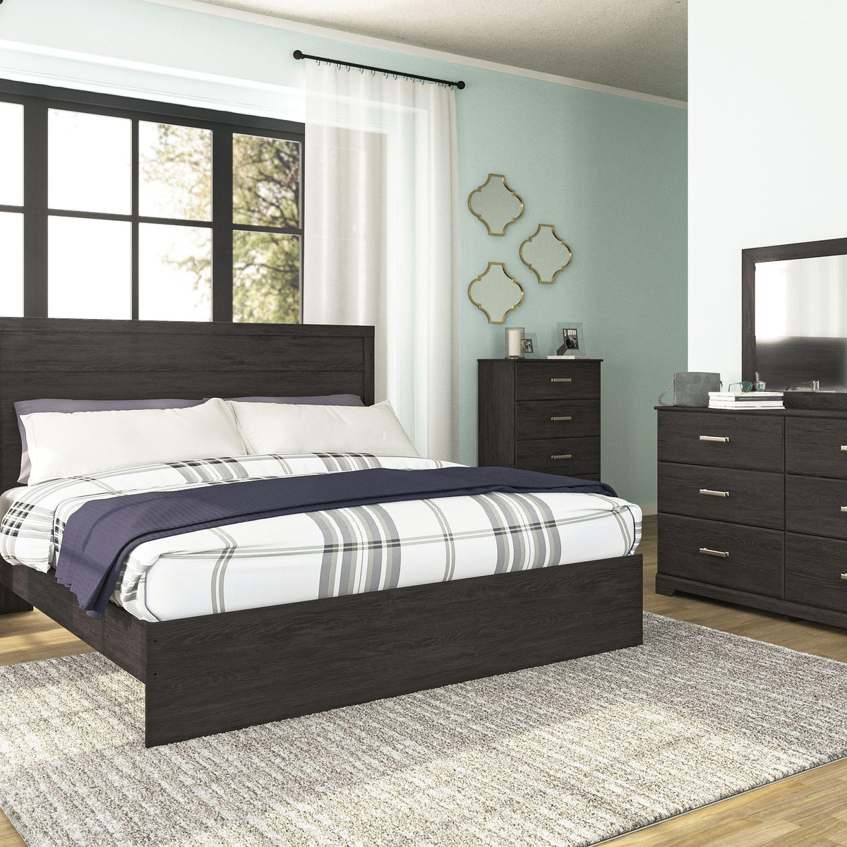 Ashley Belachime - 5 Pc. - Dresser, Mirror, Chest, King Panel Bed - Bl ...
