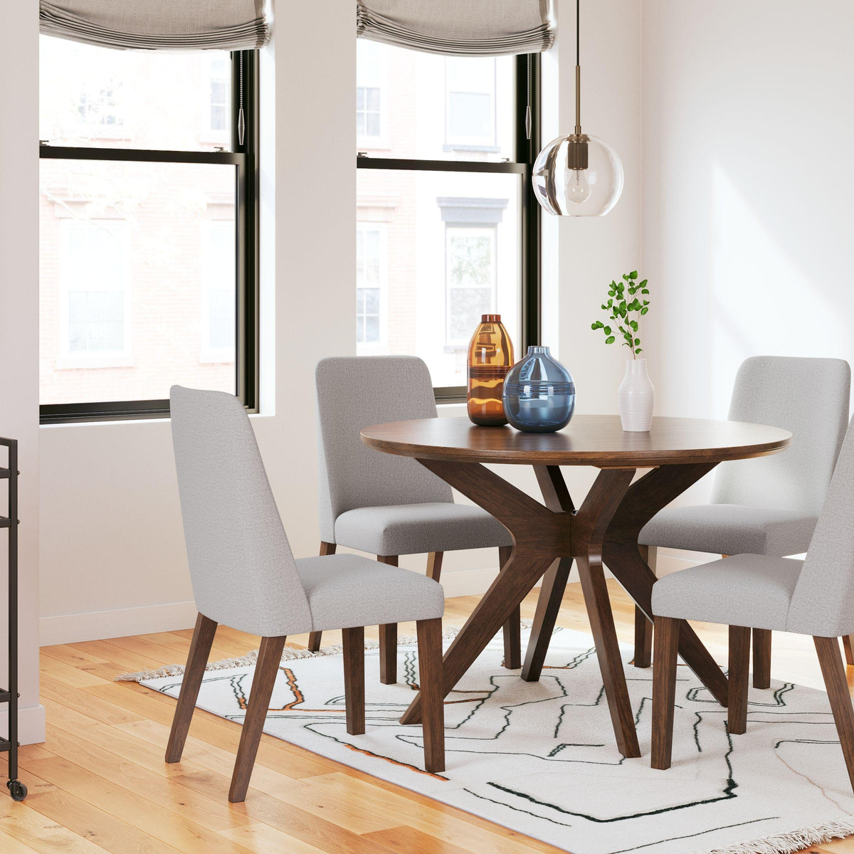 Ashley Lyncott - Brown / Gray - 5 Pc. - Dining Room Table, 4 Side Chai ...