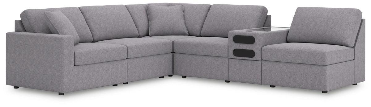 Ashley Modmax - Granite - 6-Piece Sectional With Audio System Console ...