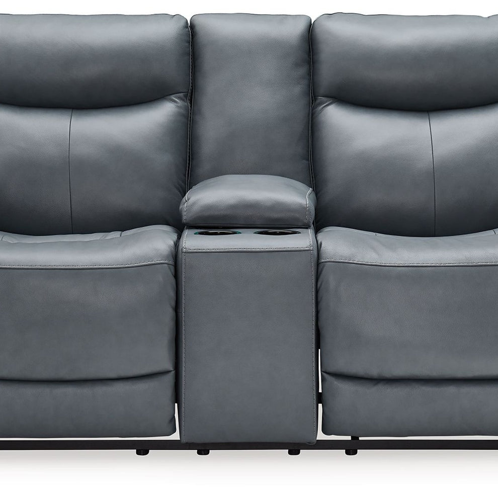 Ashley Mindanao PWR REC Loveseat/CON/ADJ HDRST - Steel – Big Barn Home ...