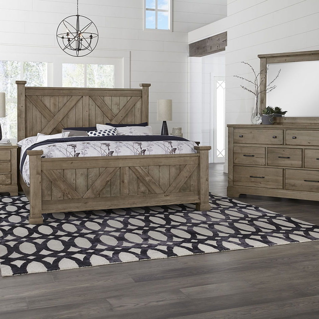 Vaughan-Bassett Cool Rustic - King X Bed With X Footboard - Stone Grey ...